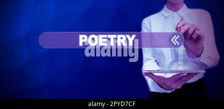 Conceptual caption Poetry. Business showcase literary work in which ...