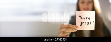 Compliment And Praise Message Sign Stock Photo - Alamy