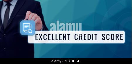 Text sign showing Excellent Credit Score. Concept meaning person's ...