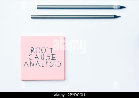 Text caption presenting Root Cause Analysis. Conceptual photo Method of Problem Solving Identify ...