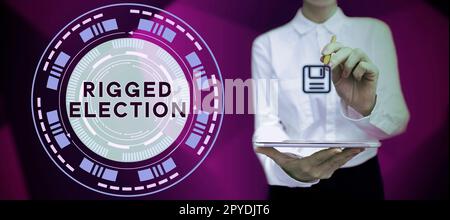Hand writing sign Rigged Election, Business idea Manage drilling ...
