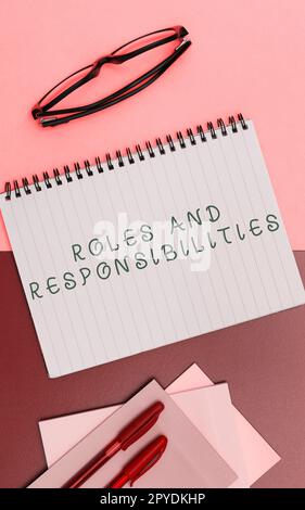 Sign displaying Roles And Responsibilities, Conceptual photo Business ...