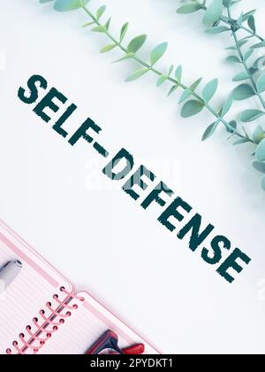Writing displaying text Self Defense. Business showcase the act of ...