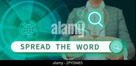 Conceptual caption Spread The Word. Word Written on share the ...