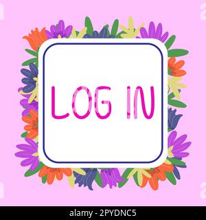 Conceptual caption Log In, Business showcase go through the procedures to begin use of a ...