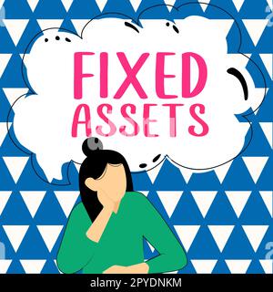 Text sign showing Fixed Assets. Business overview long-term tangible ...