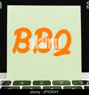 Writing displaying text Bbq, Business idea usually done outdoors by ...