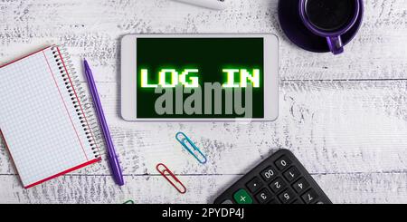 Inspiration showing sign Log In. Business showcase go through the ...