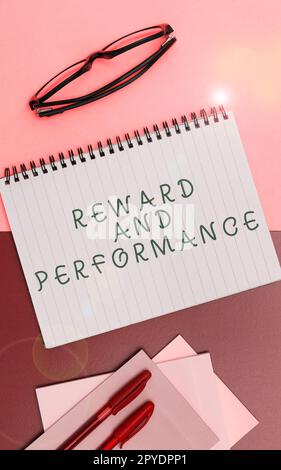 Text sign showing Reward And Performance. Internet Concept Given in ...