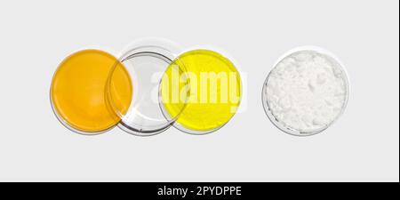 Cetyl Esters Wax in Petri dish with plastic lid on laboratory table ...