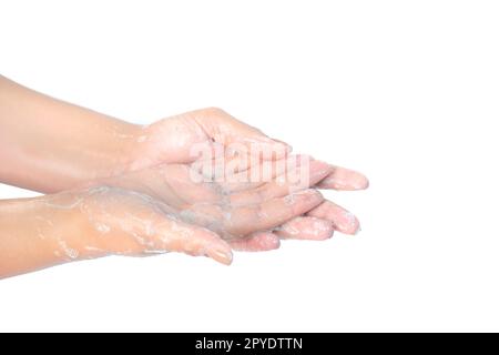 Washing hands isolated on a white background, close up Stock Photo - Alamy
