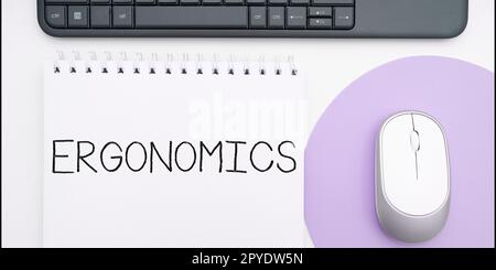 Writing displaying text Ergonomics. Word for fitting or designing a ...