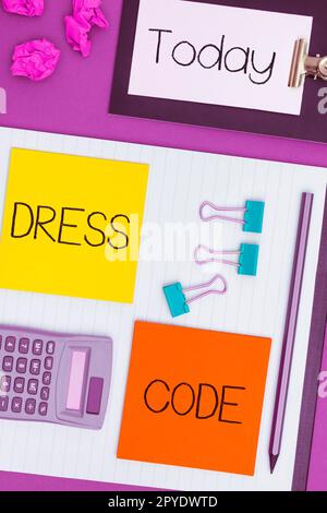 Conceptual caption Dress Code. Business concept an accepted way of ...
