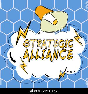 Text caption presenting Strategic Alliance. Business approach a bond ...