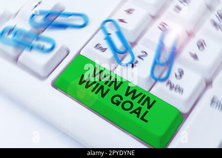 Text caption presenting Win Win Win Goal. Business approach Approach ...