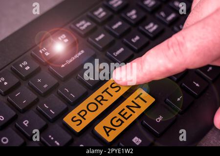 Sign displaying Sports Agent. Business showcase person manages ...
