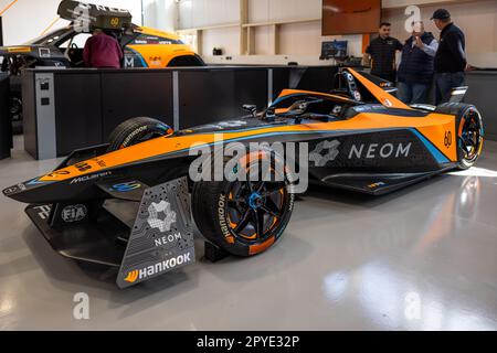 NEOM McLaren Formula E Electric Racing car on display at the April ...