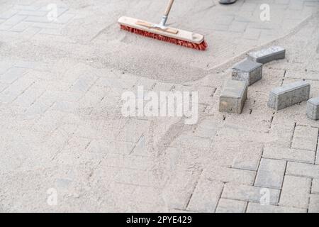 construction site, sidewalk, paving, broom, construction sites, site ...