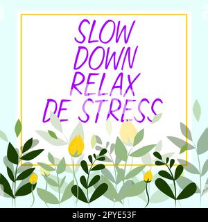 Conceptual caption Slow Down Relax De Stress. Business approach Have a ...