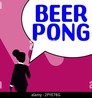 Hand writing sign Beer Pong. Business showcase a game with a set of ...