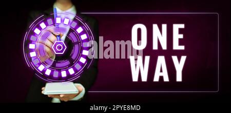 Text caption presenting One Way, Word for Only direction Street sign ...