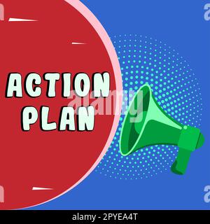 Text sign showing Action Plan. Business idea list of things or schedule ...