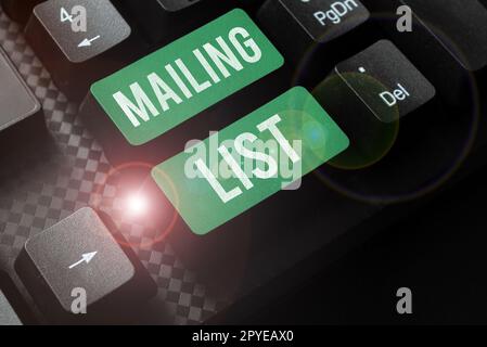 Text showing inspiration Mailing List. Conceptual photo list of people ...