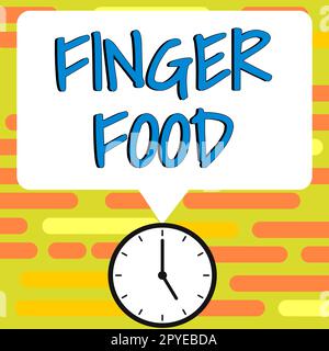 Sign displaying Finger Food. Word for products and digestives that is ...