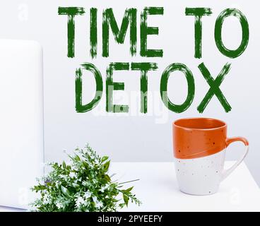 Hand writing sign Time To Detox. Business showcase Moment for Diet ...