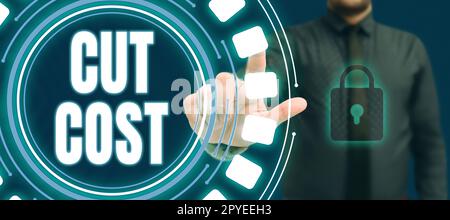 Text sign showing Cut Cost. Concept meaning Measures implemented to ...