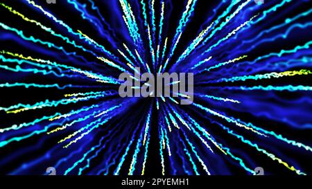 Energy strand from center in blue background. 2D layout illustration ...