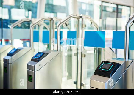 Access granted. automatic ticket barriers at the station Stock Photo ...
