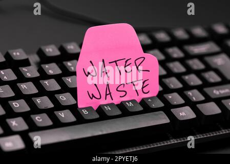 Text showing inspiration Water Waste. Conceptual photo liquid that has ...