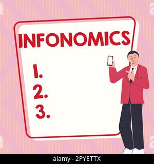 Text caption presenting Infonomics. Business idea visual image used to ...
