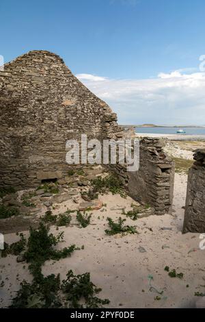 Abandoned fishing village on Inishkea South island on the Wild Atlantic ...