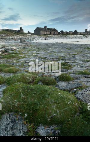 Abandoned fishing village on Inishkea South island on the Wild Atlantic ...