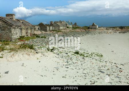 Abandoned village on Inishkea South island in Blacksod bay on the Wild ...