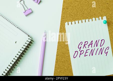 Conceptual caption Grand Opening. Word for Ribbon Cutting New Business ...
