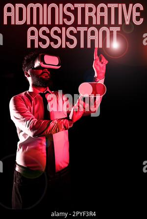 Hand writing sign Administrative Assistant, Business overview ...