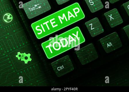 Text showing inspiration Site Map, Concept meaning designed to help ...