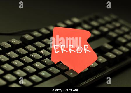 Text caption presenting Error. Business idea mistake Condition of being ...