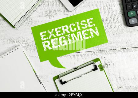 Sign displaying Exercise Regimen. Business concept move body ...