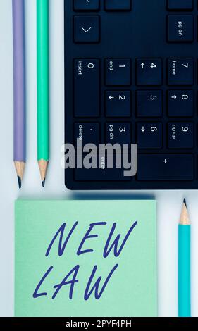 Writing displaying text New Law. Business showcase system of rules that ...