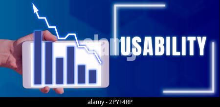 Sign displaying Usability, Concept meaning A word assosiated with how ...