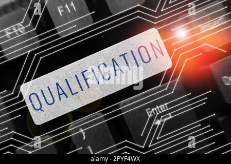 Text sign showing Qualification, Business overview Officially ...
