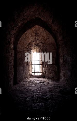 window with bars of an old prison Stock Photo - Alamy