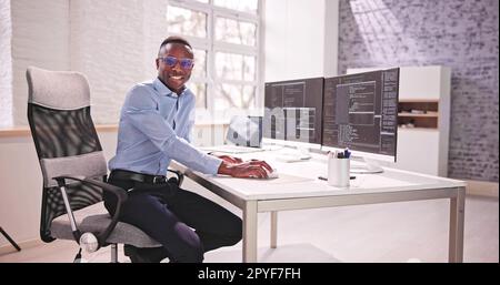Programmer Coding Classes. Web Developer Coder In Office Stock Photo ...