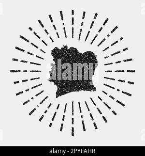 Ivory Coast vintage map. Grunge poster with map of the country in retro ...