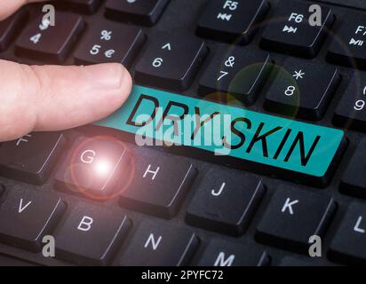 Text caption presenting Dry Skin. Word Written on uncomfortable ...