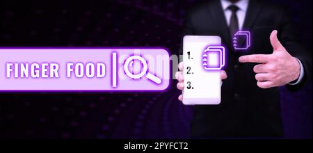 Handwriting text Finger Food. Word Written on products and digestives ...